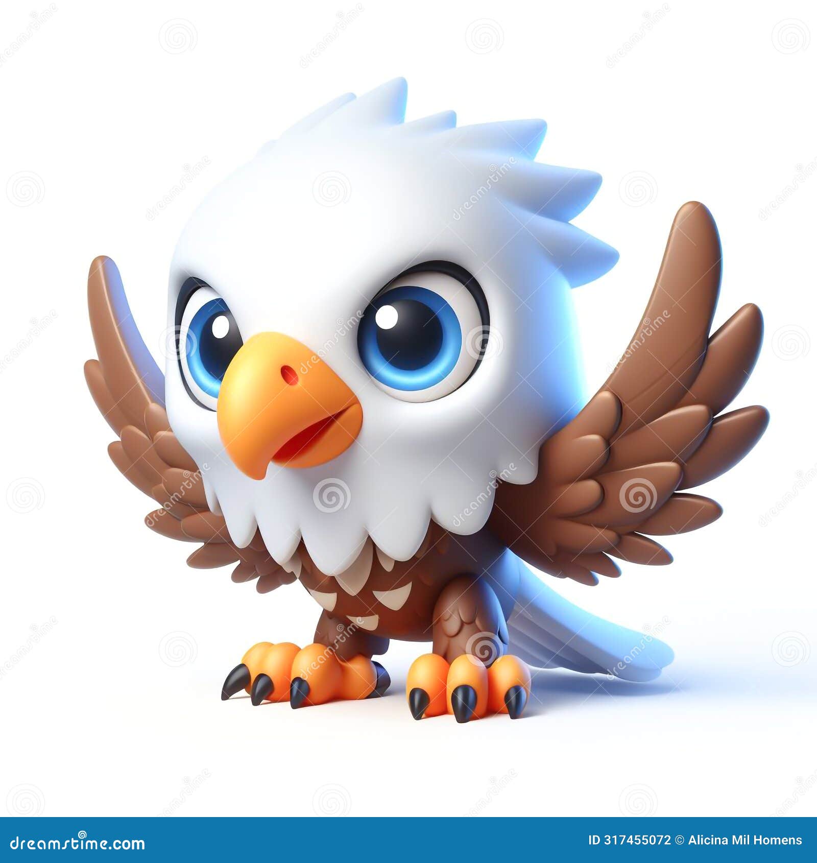 3D Funny Eagle Cartoon on White Background Stock Illustration ...