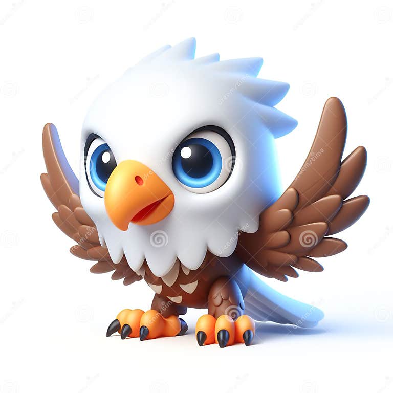 3D Funny Eagle Cartoon on White Background Stock Illustration ...
