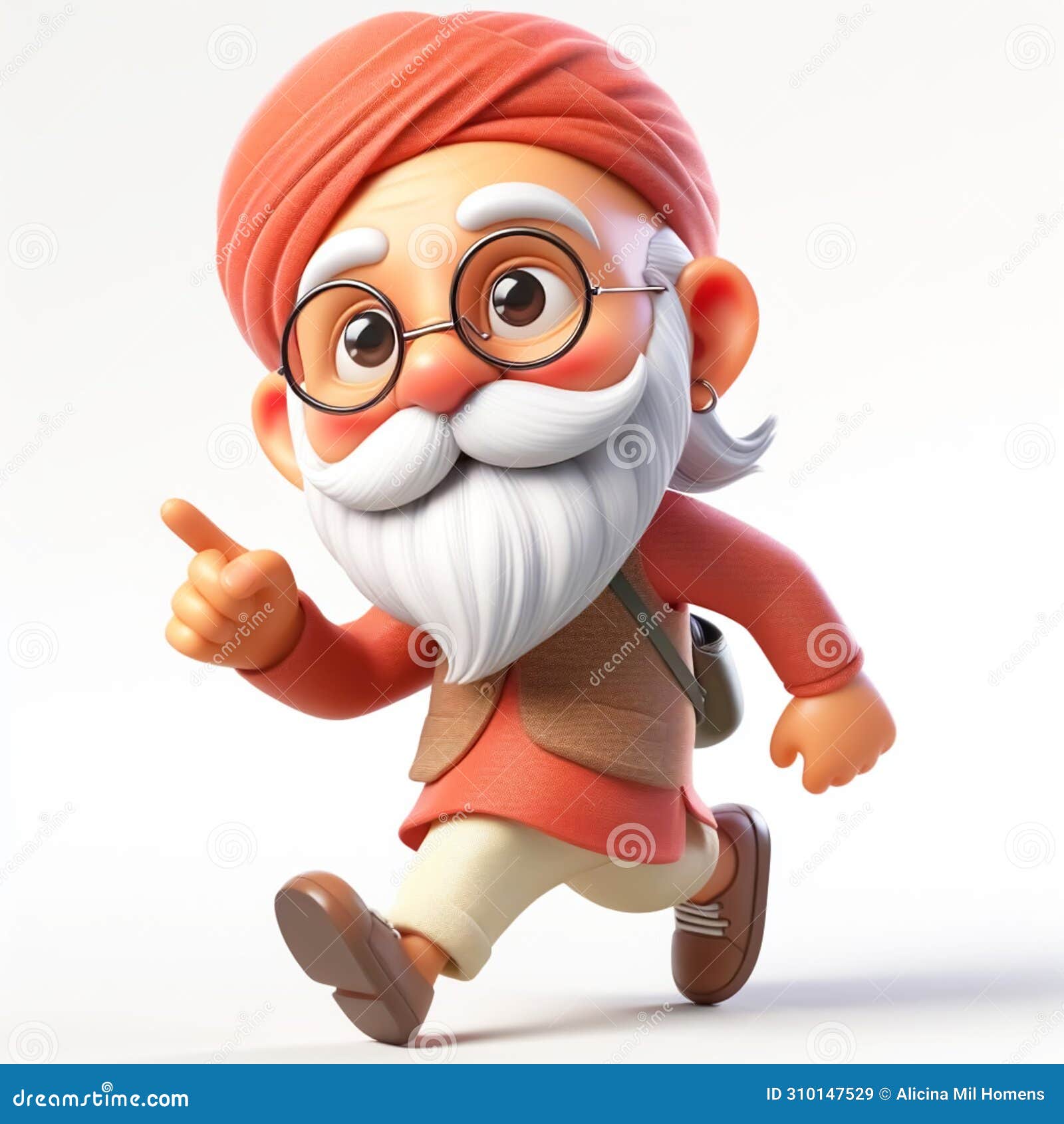 3D Funny Elderly Indian Man Cartoon. AI Generated Stock Illustration ...