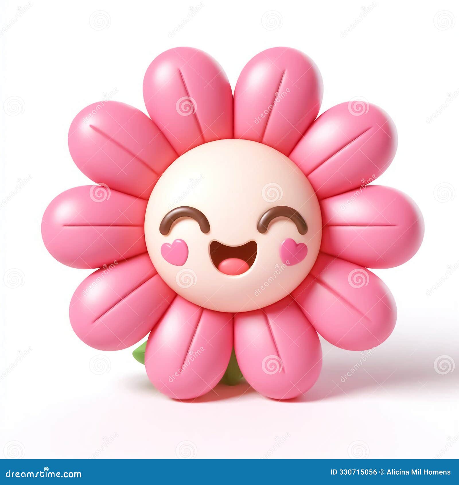 3D Funny Flower Cartoon. Spring, Time of Flowers Stock Illustration ...
