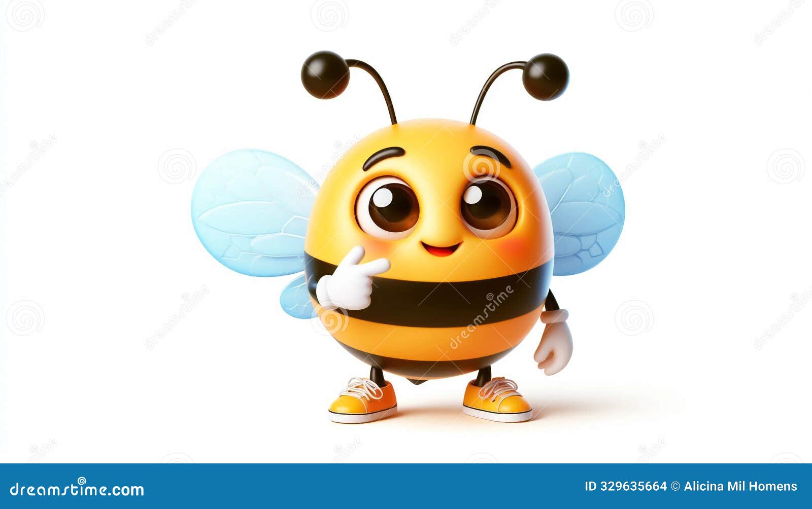 3D funny happy bee cartoon stock illustration. Illustration of bees ...