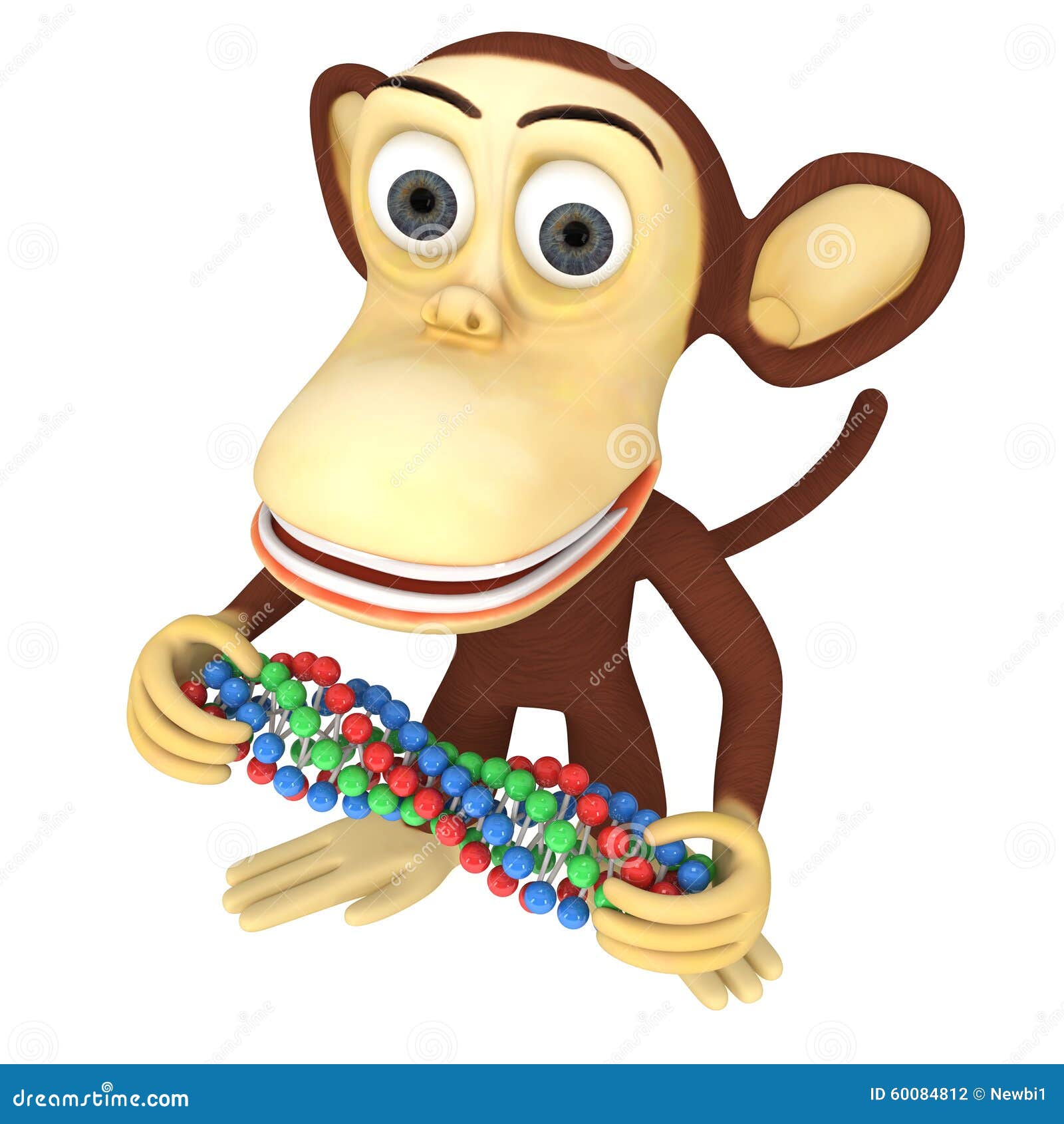 3d Funny Monkey with Dna Chain Stock Illustration - Illustration of ...