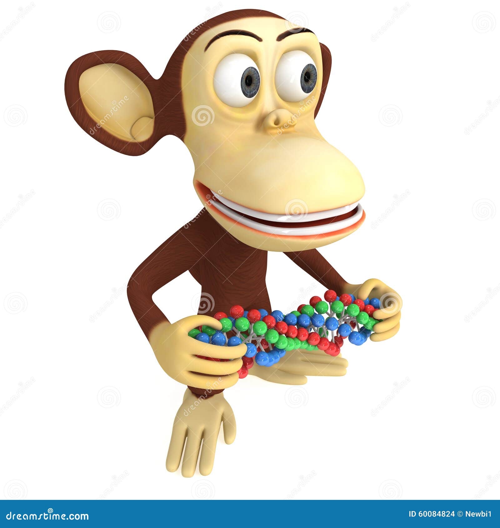 3d Funny Monkey with Dna Chain Stock Illustration - Illustration of ...