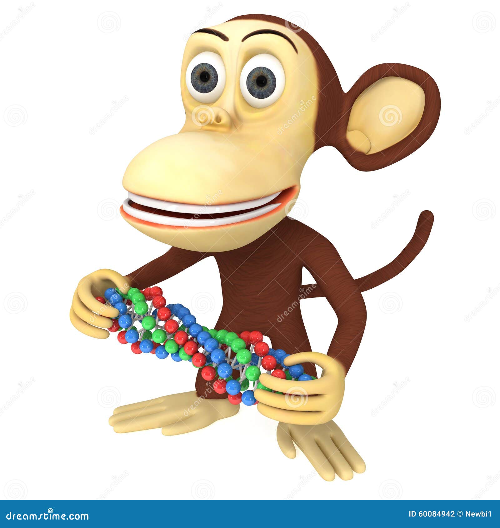3d Funny Monkey with Dna Chain Stock Illustration - Illustration of ...