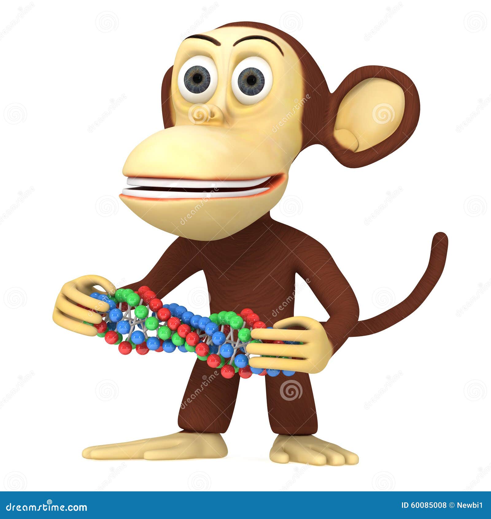 3d Funny Monkey with Dna Chain Stock Illustration - Illustration of ...
