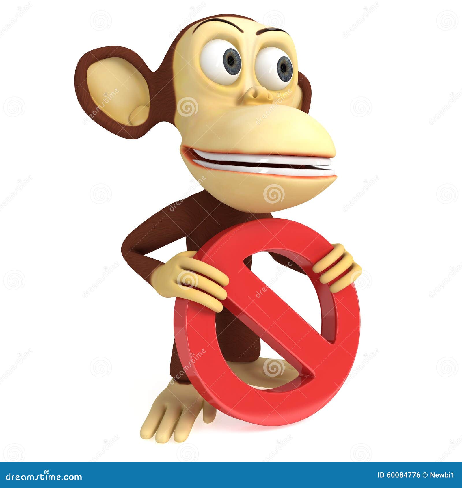 3d Funny Monkey with No Sign Stock Illustration - Illustration of ...