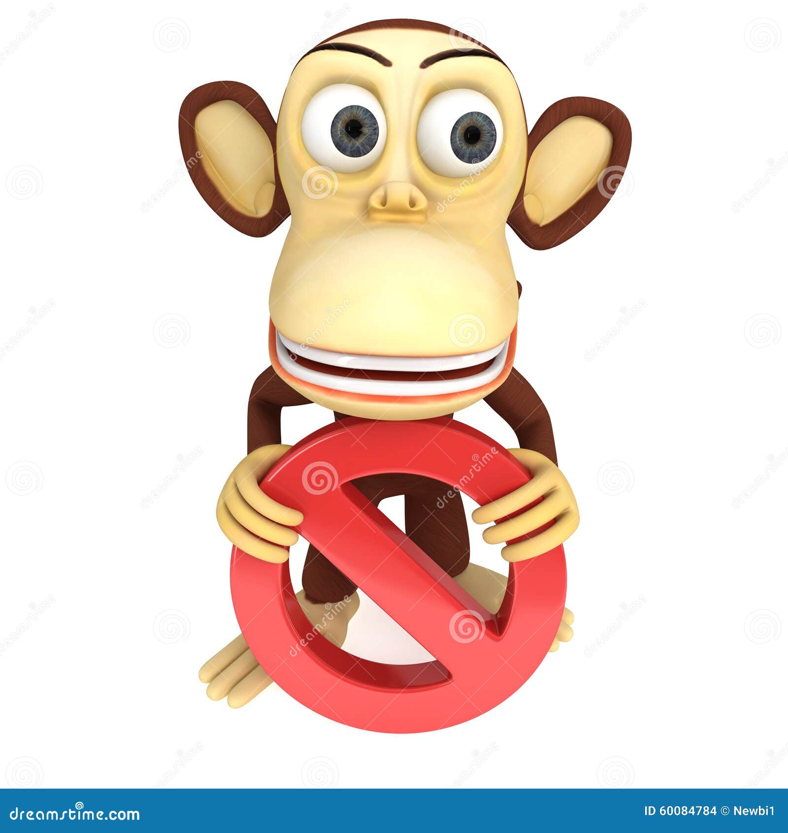 3d Funny Monkey with No Sign Stock Illustration - Illustration of monk ...