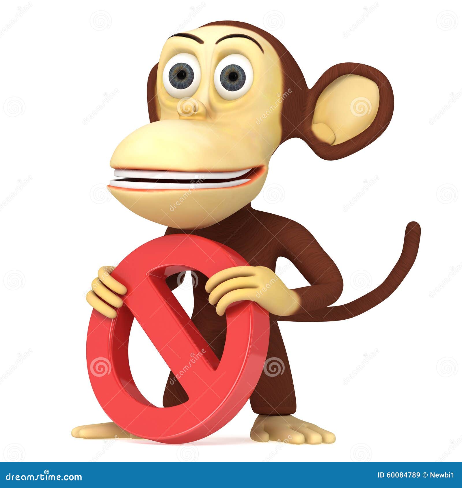 3d Funny Monkey with No Sign Stock Illustration - Illustration of ...