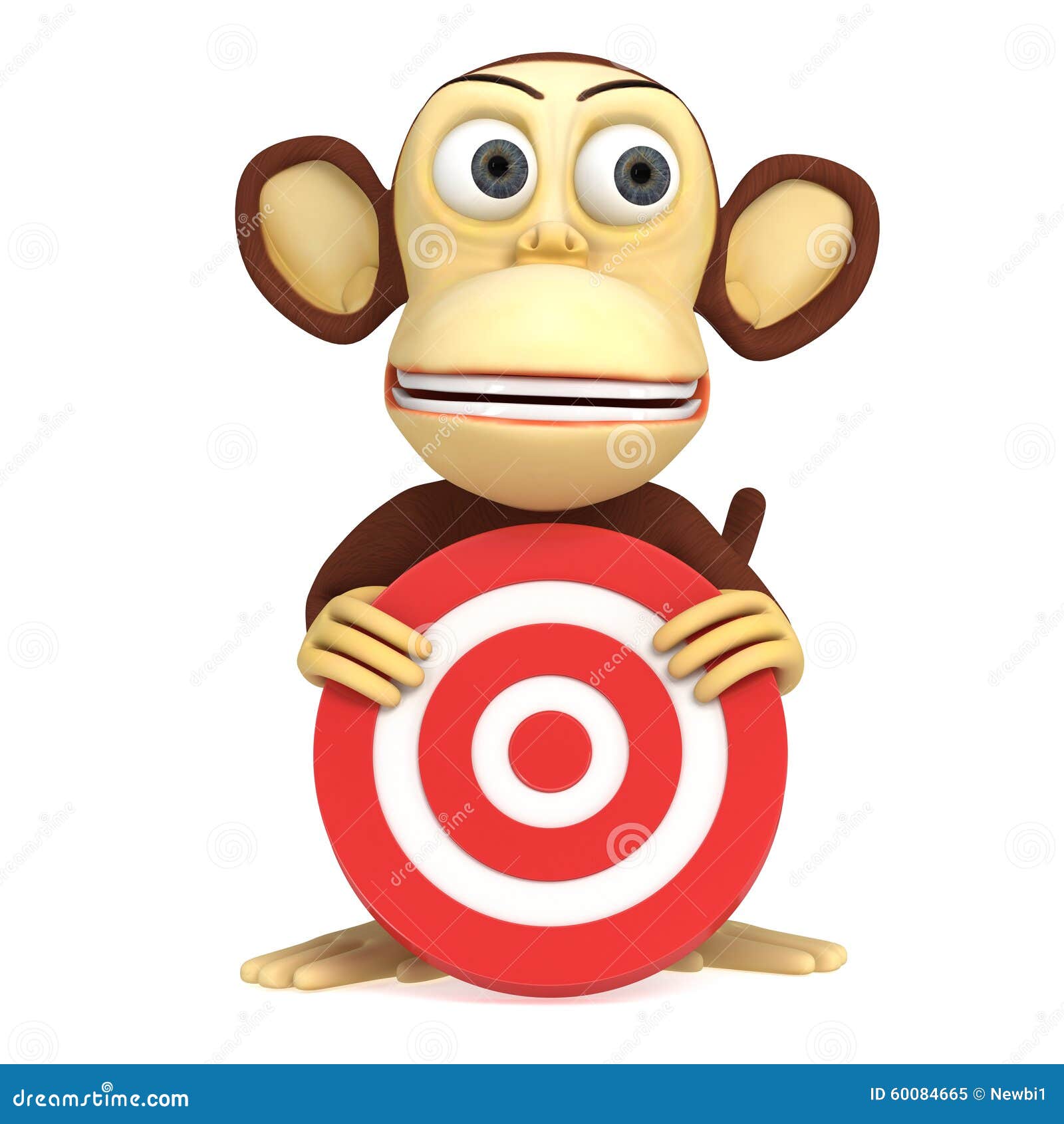 3d Funny Monkey with Red Aim Target Stock Illustration - Illustration ...