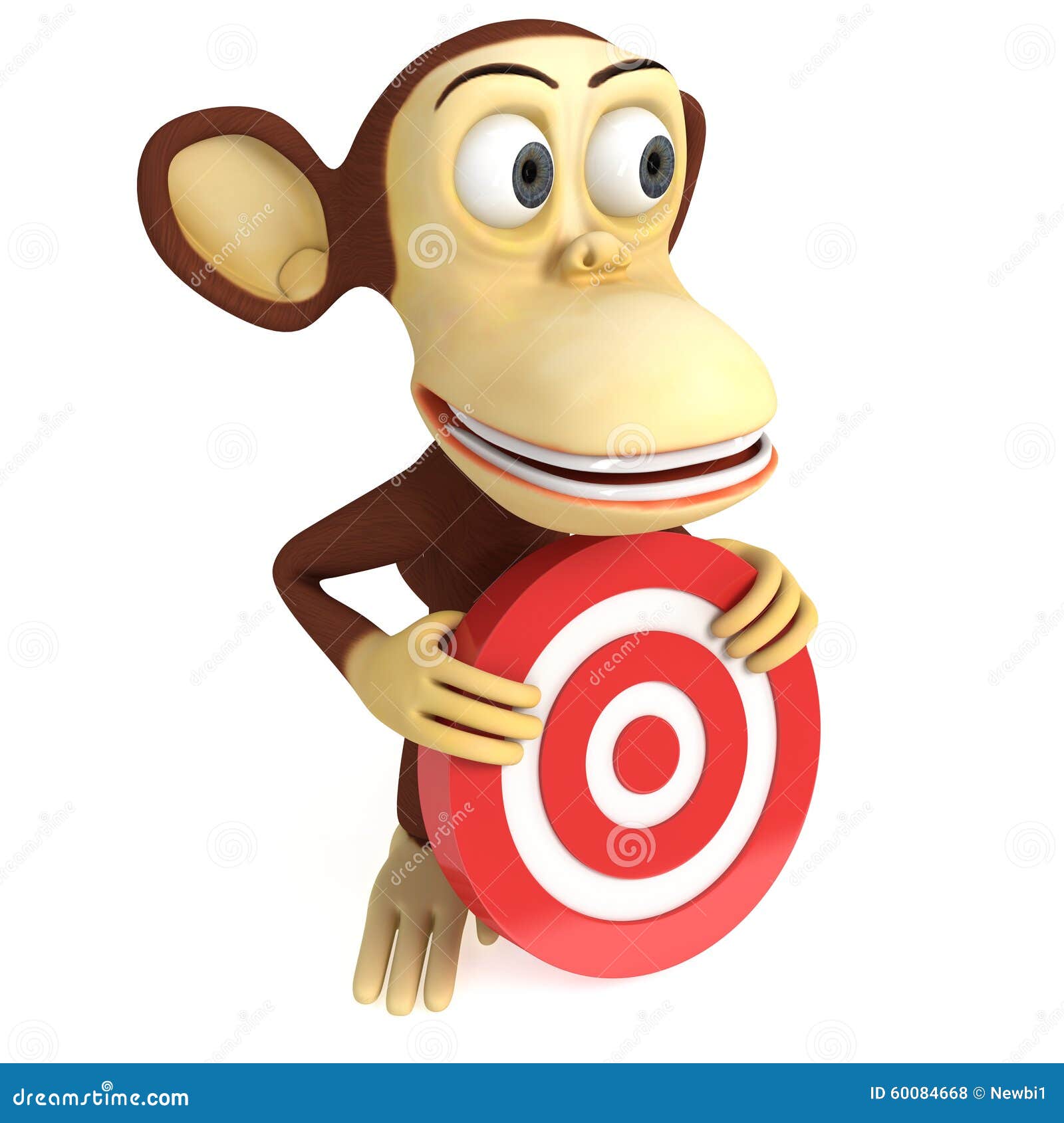 3d Funny Monkey with Red Aim Target Stock Illustration - Illustration ...