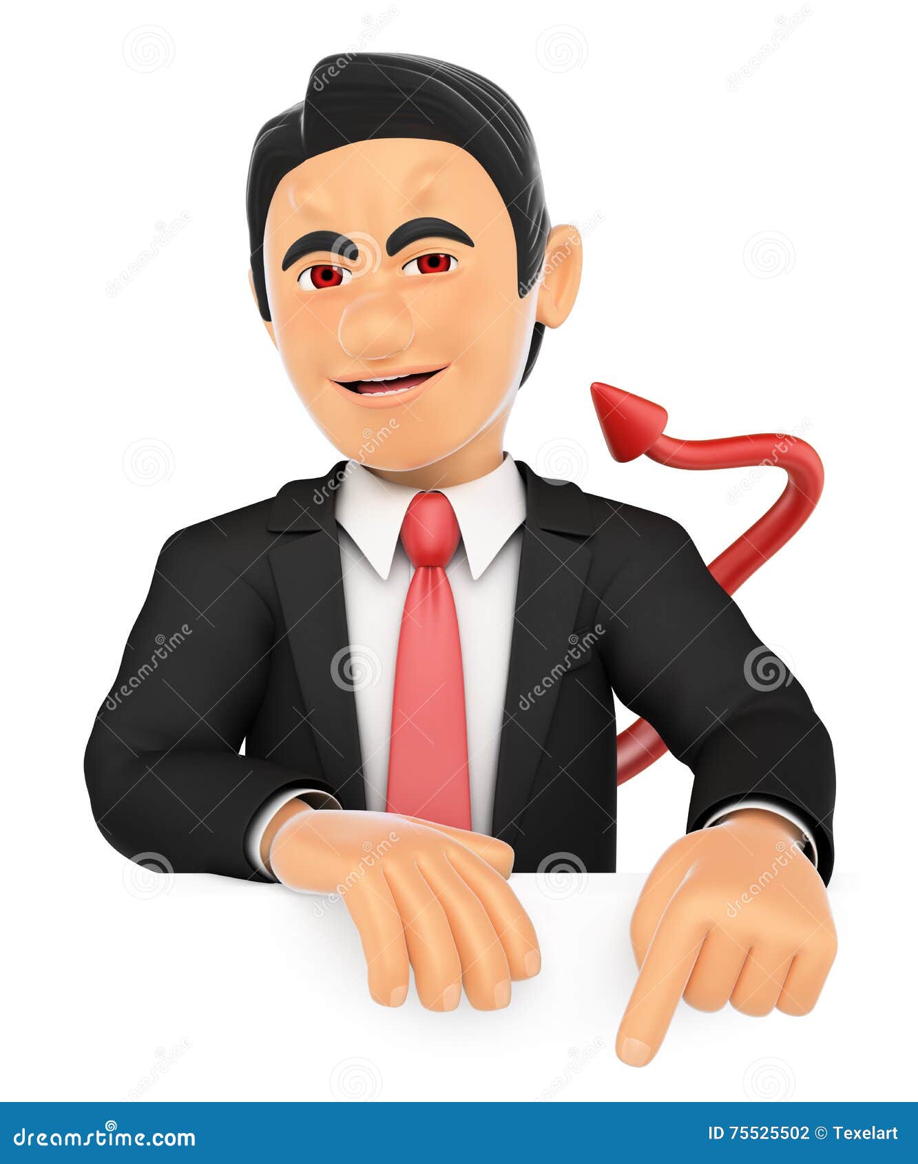 3D Funny Monster. Devil Pointing Down. Blank Space. Halloween Stock ...