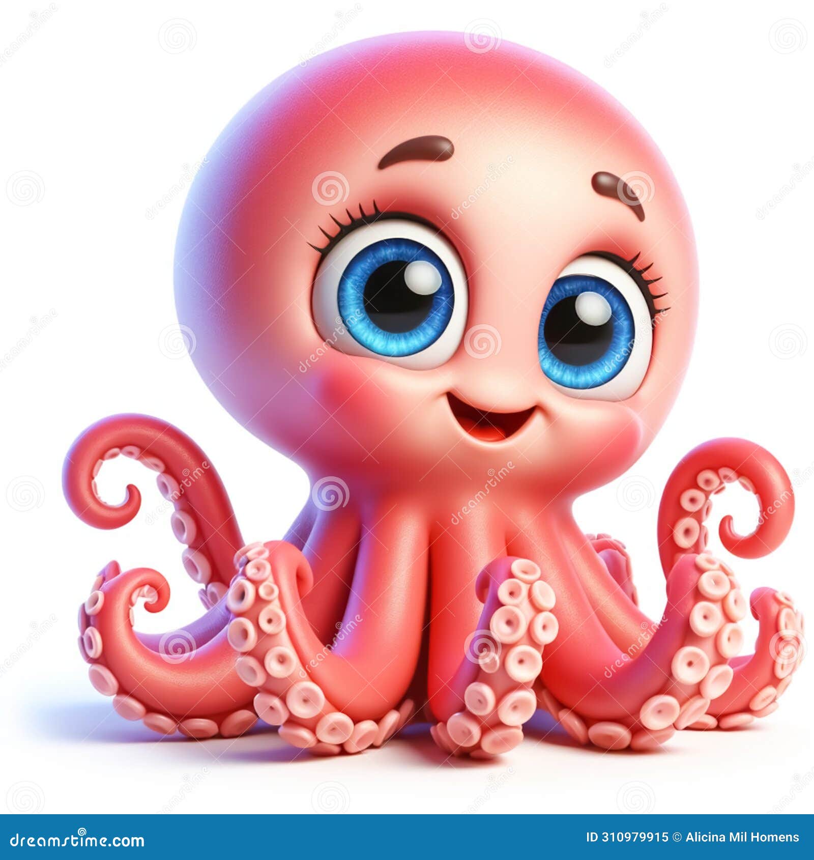 3D Funny Octopus Cartoon for Children Illustrations. AI Generated Stock ...