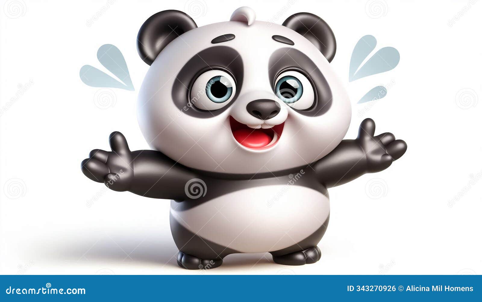 3D Funny Panda Cartoon on White Background Stock Illustration ...
