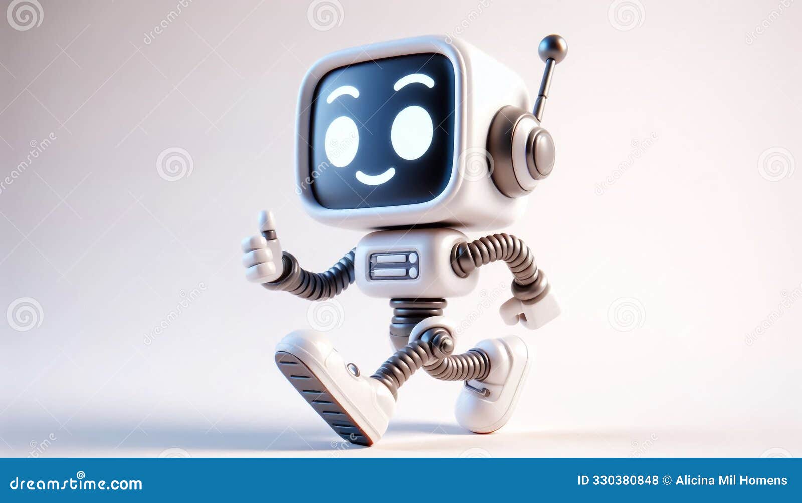 3D Funny Robot Cartoon on White Background Stock Illustration ...
