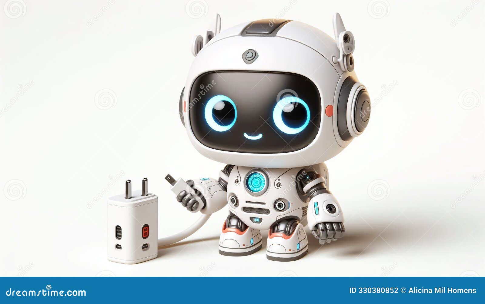 3D Funny Robot Cartoon on White Background Stock Illustration ...