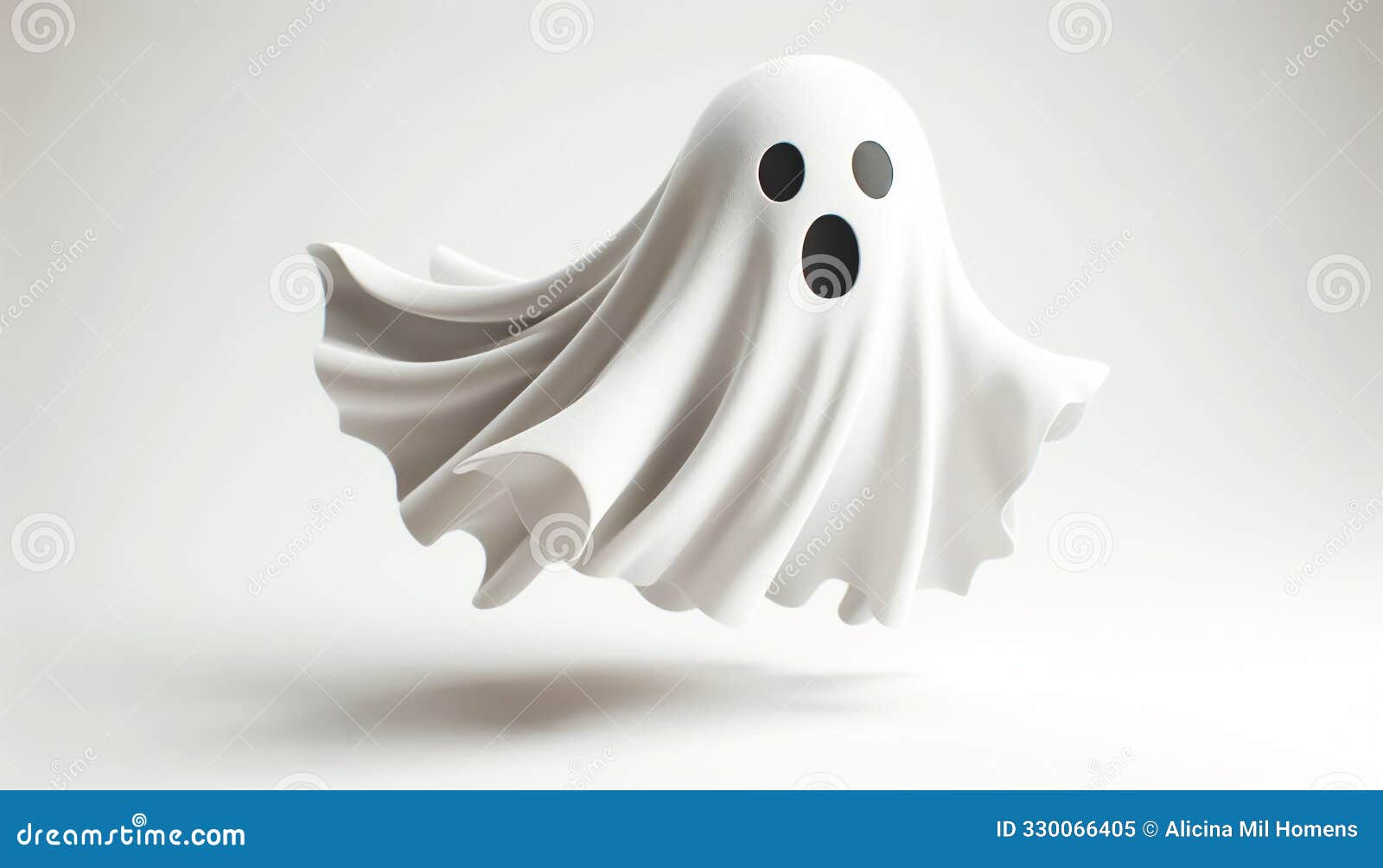 3D Funny White Ghost on White Background Stock Illustration ...