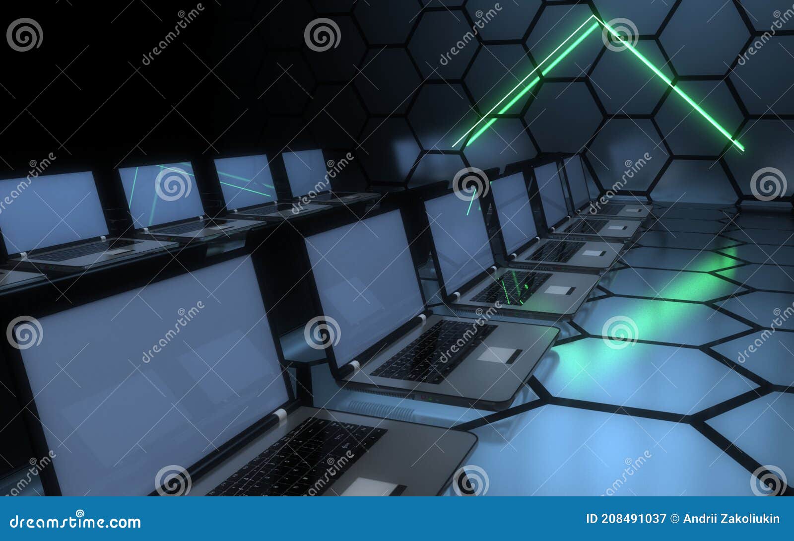 3d Future Computer Network Datacenter Concept. 3d Illustration Stock ...
