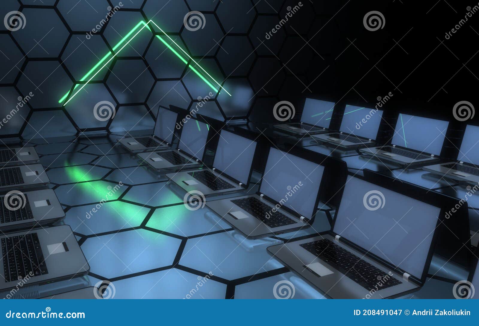 3d Future Computer Network Datacenter Concept. 3d Illustration Stock ...