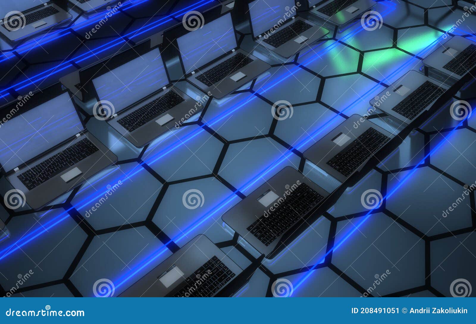 3d Future Computer Network Datacenter Concept. 3d Illustration Stock ...