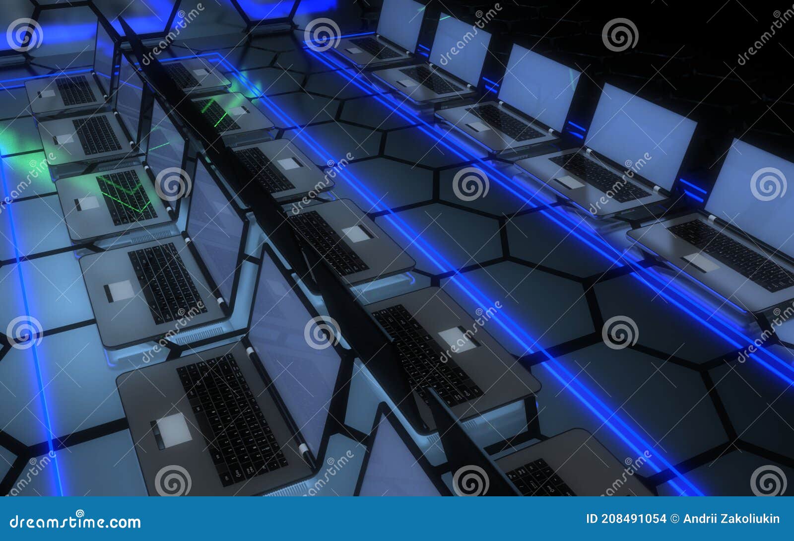 3d Future Computer Network Datacenter Concept. 3d Illustration Stock ...
