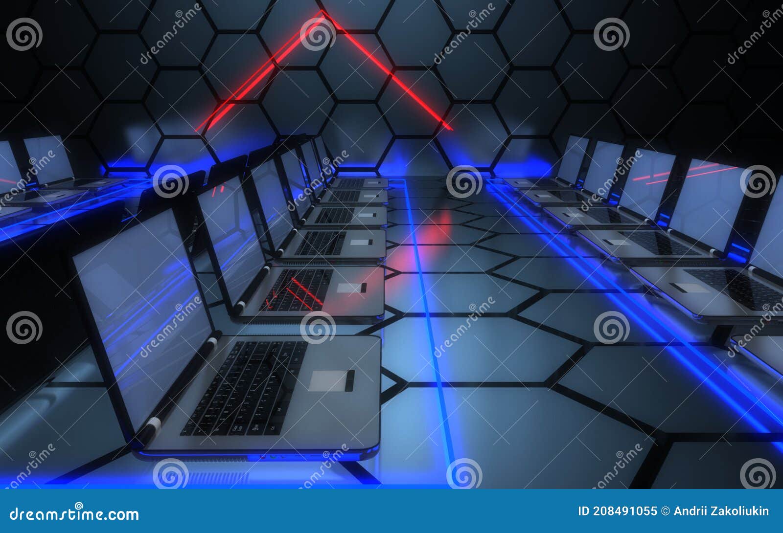 3d Future Computer Network Datacenter Concept. 3d Illustration Stock ...
