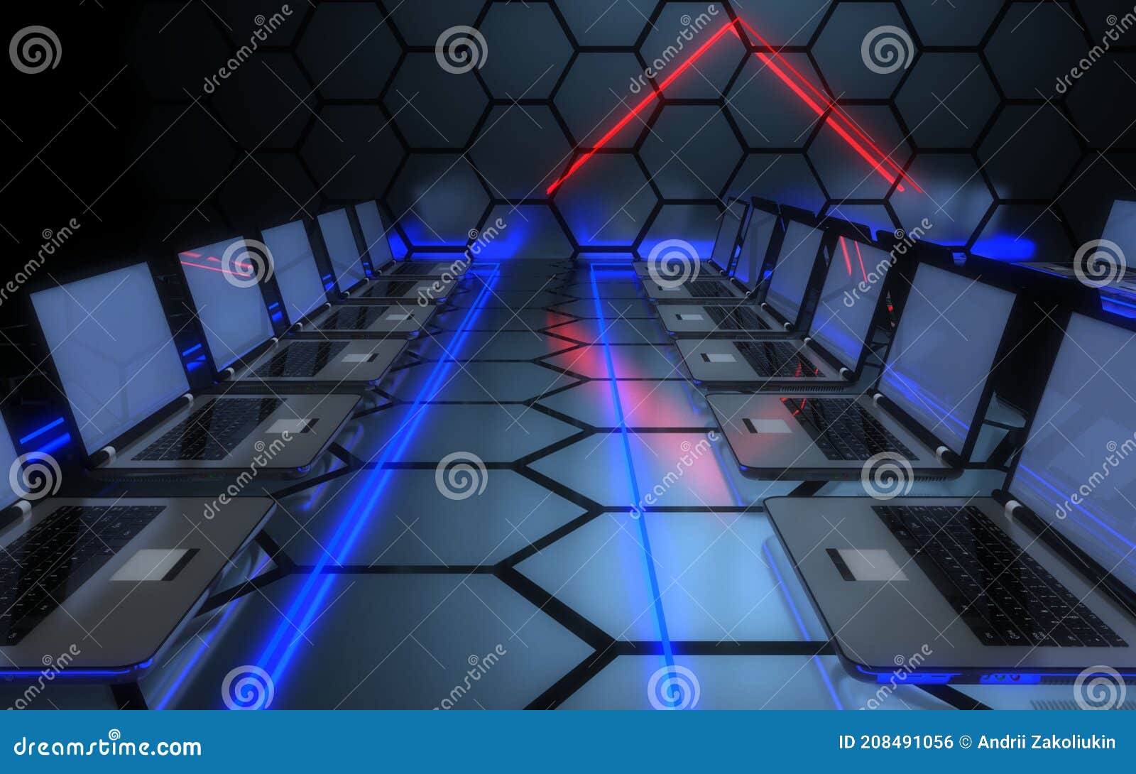3d Future Computer Network Datacenter Concept. 3d Illustration Stock ...