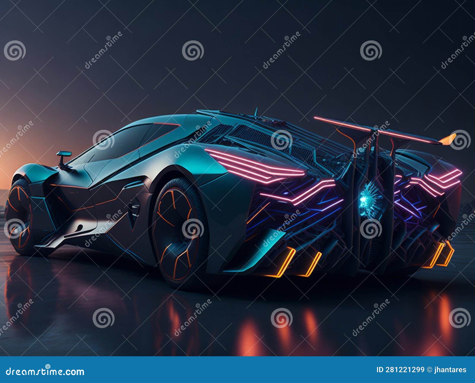 3d Effect - a Futuristic Blue Car Stock Illustration - Illustration of ...