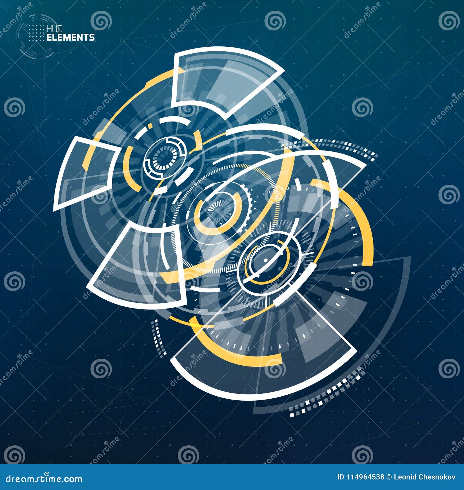 3D Futuristic HUD Curcular Elements Vector Illustration | CartoonDealer ...