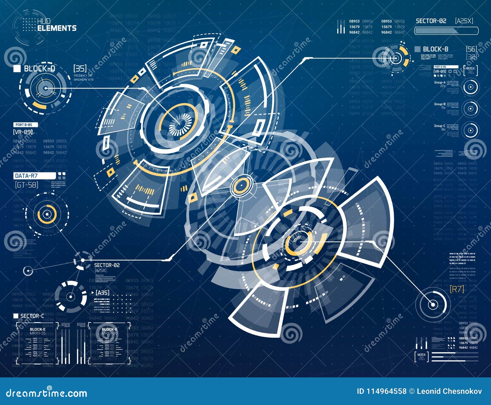 3D Futuristic HUD Curcular Elements Stock Vector - Illustration of ...