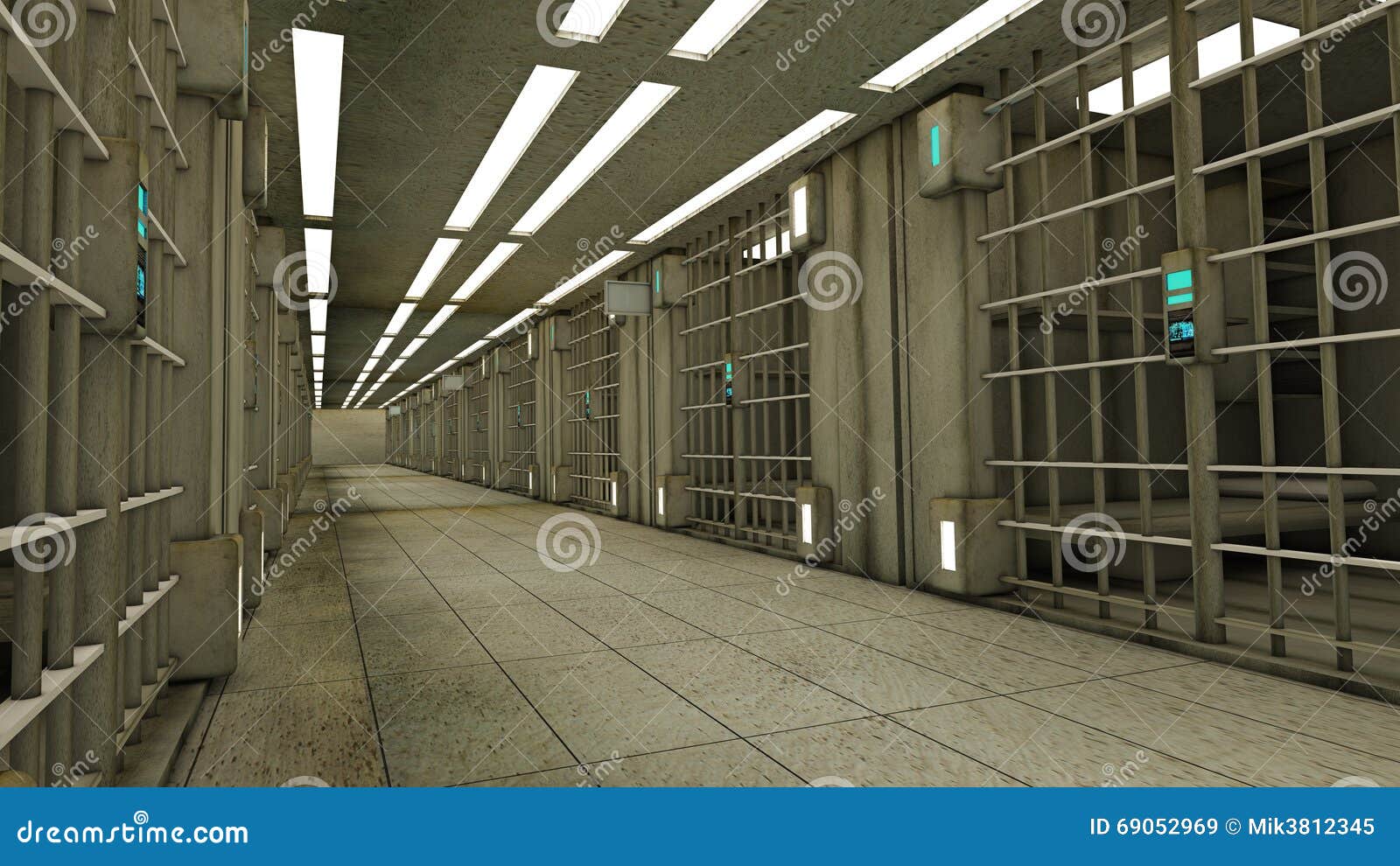 3d Futuristic Interior Jail Stock Illustration - Illustration of ...