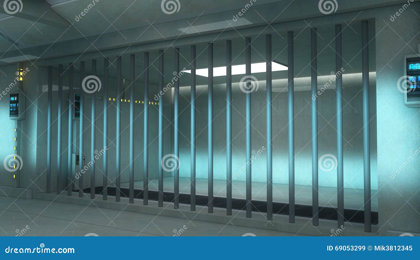 3d Futuristic Interior Jail Stock Illustration - Illustration of ...
