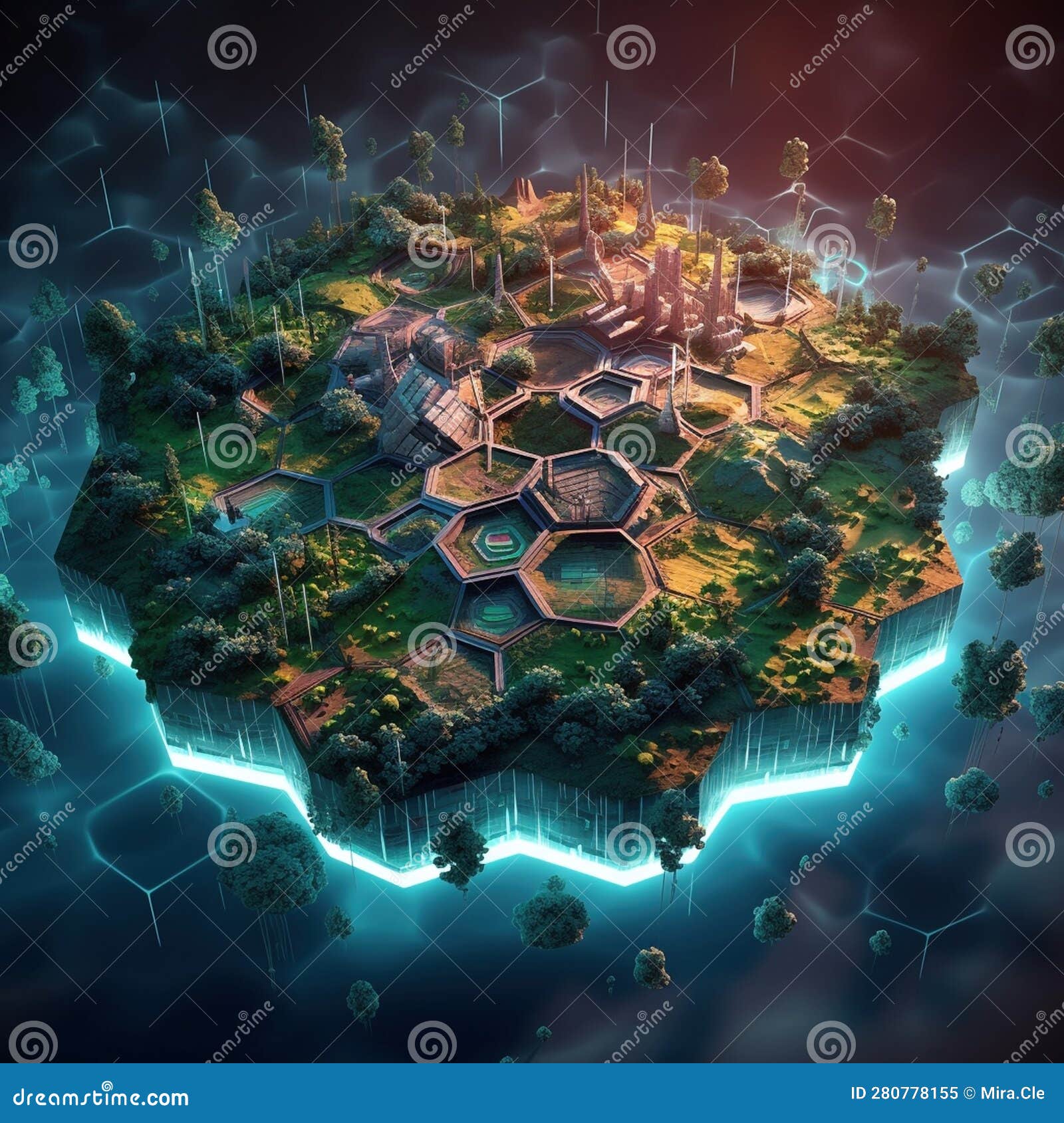 3D Futuristic Landscape Technology Concept, Created with Generative AI ...