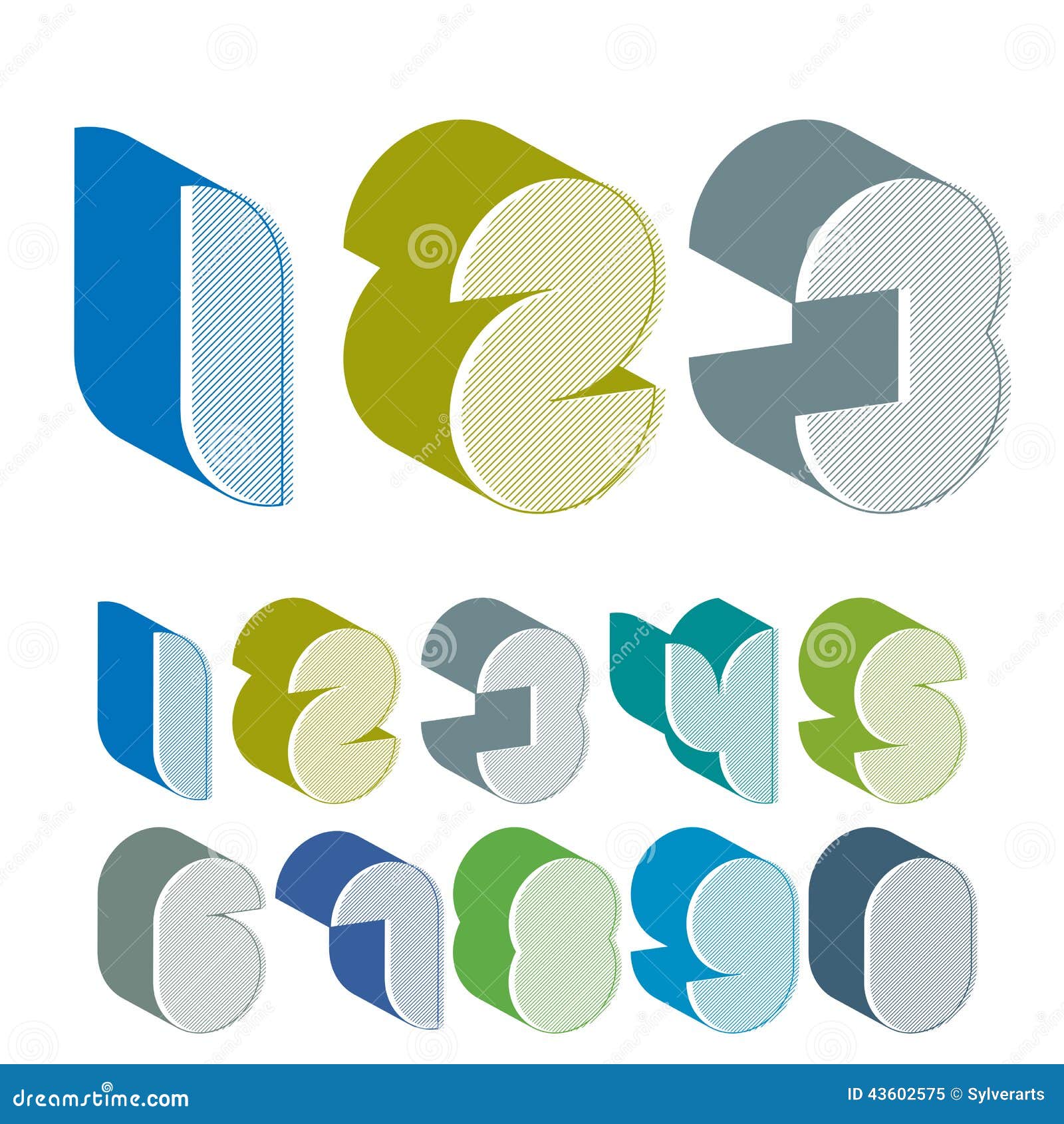 3d futuristic numbers set. stock vector. Illustration of numerals ...