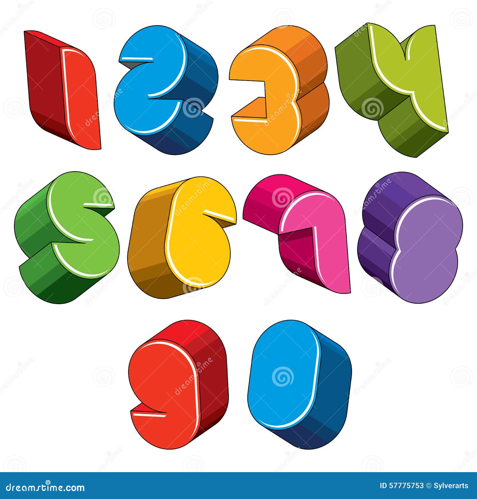 3d futuristic numbers set. stock vector. Illustration of typographic ...