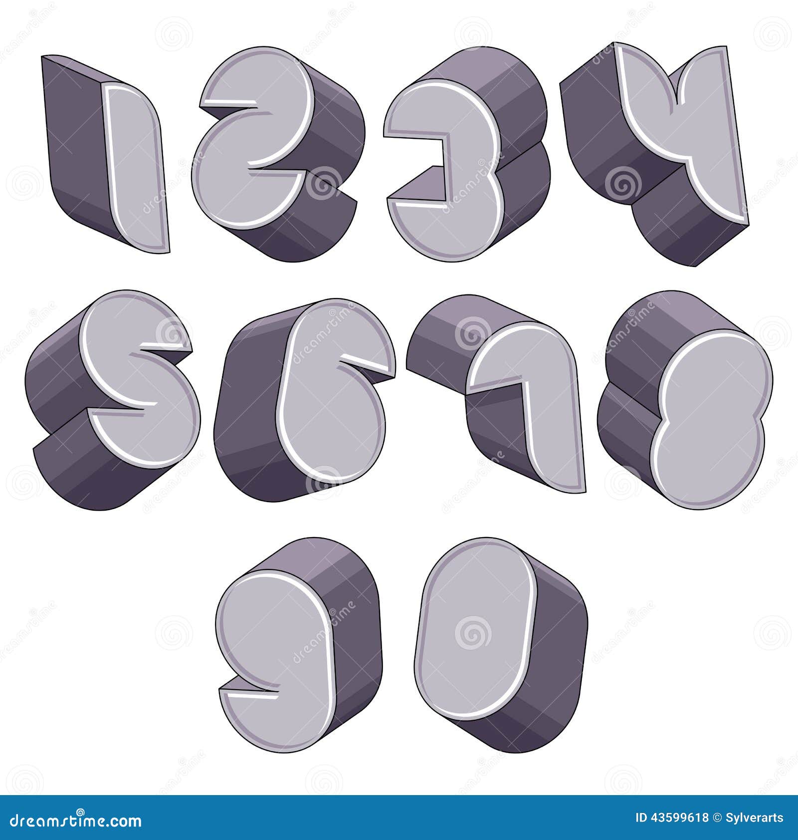3d futuristic numbers set. stock vector. Illustration of modern - 43599618