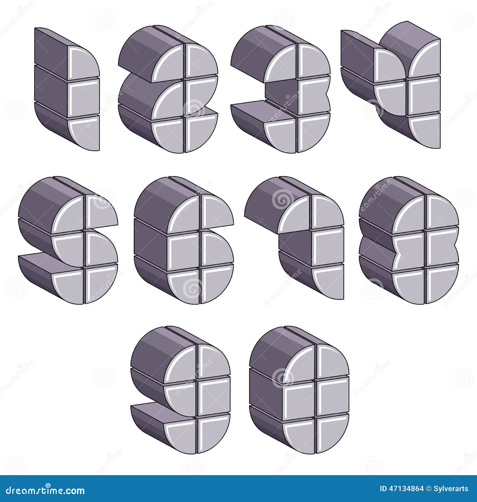 3d futuristic numbers set. stock vector. Illustration of mathematics ...