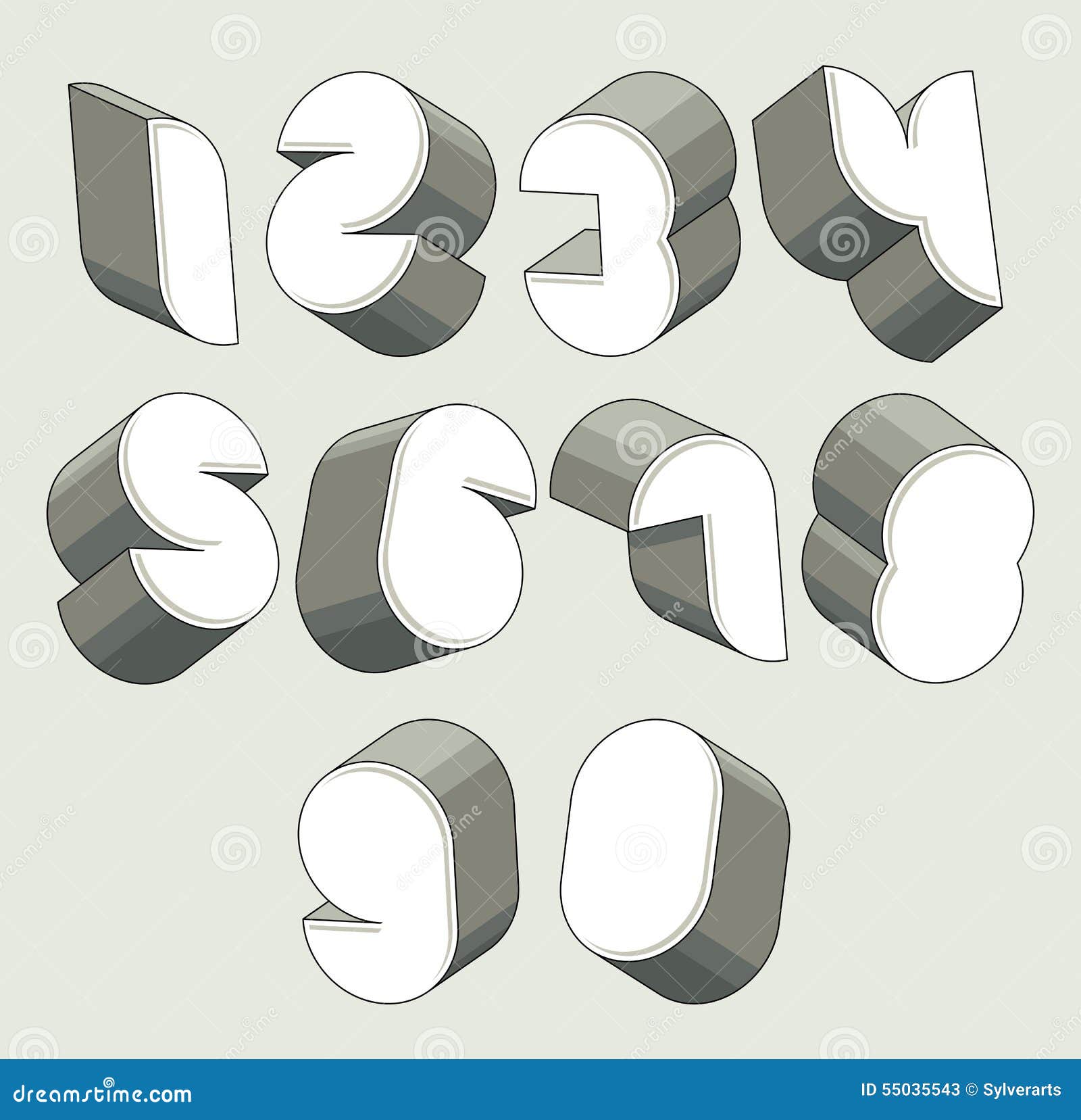 3d futuristic numbers set. stock vector. Illustration of number - 55035543