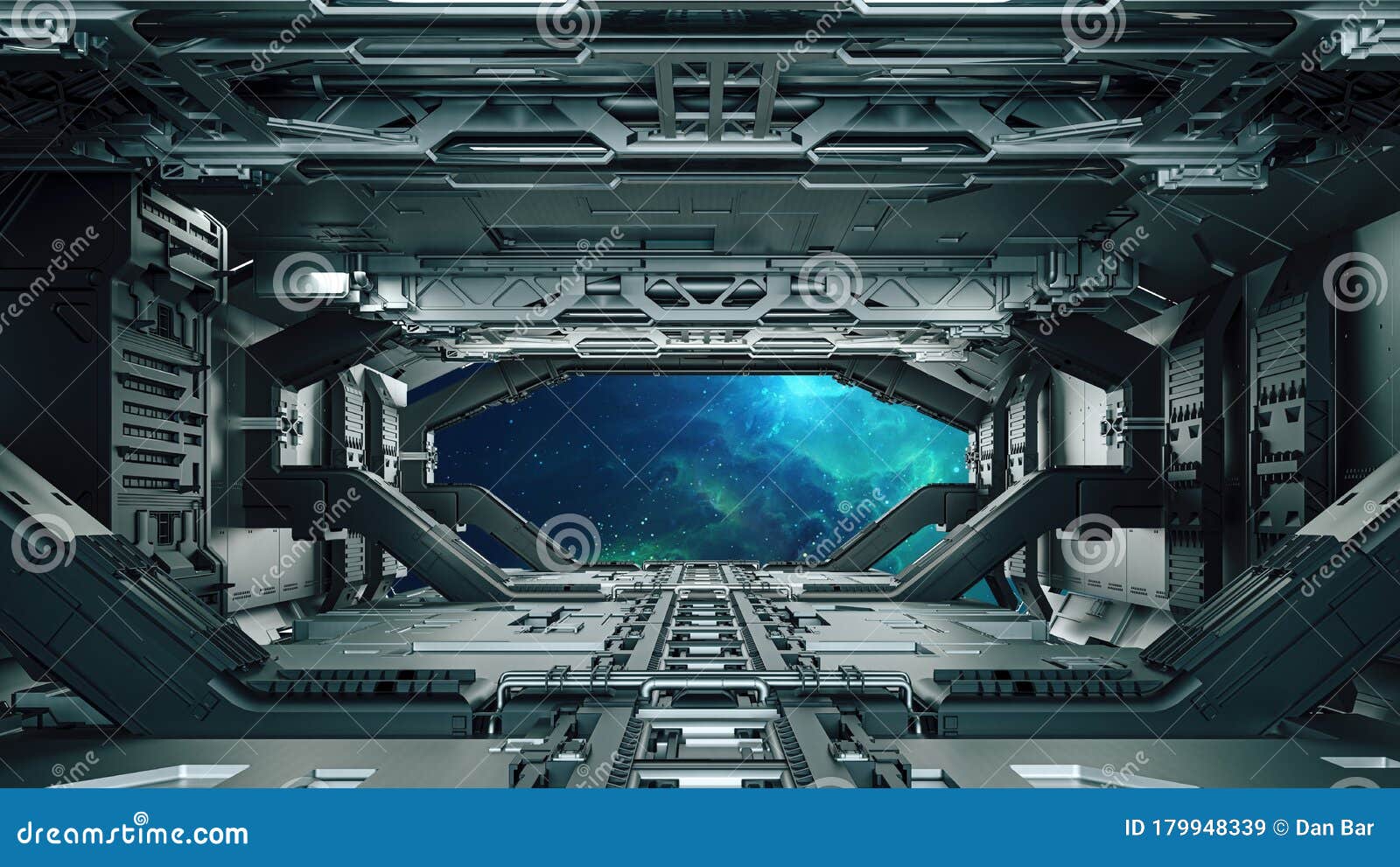 3d Futuristic Space Facility Corridor Stock Image - Image of inside ...