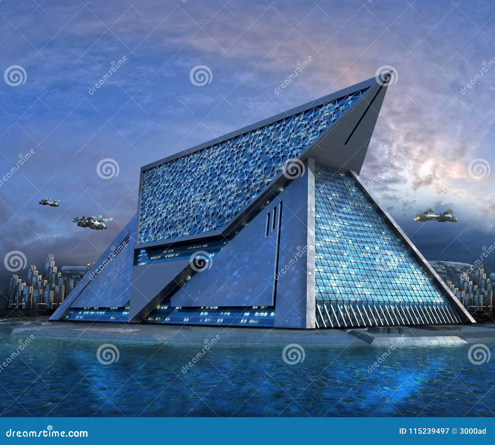 3D Futuristic Technologist Architecture Stock Illustration ...