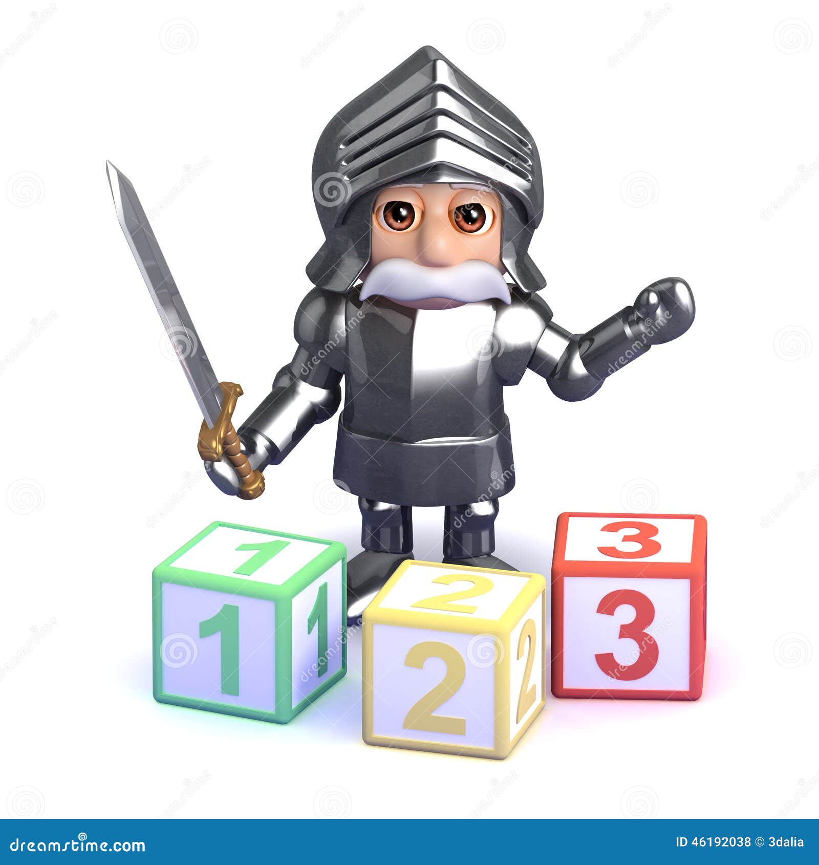 3d Gallant Knight Teaches Math Stock Illustration - Illustration of ...