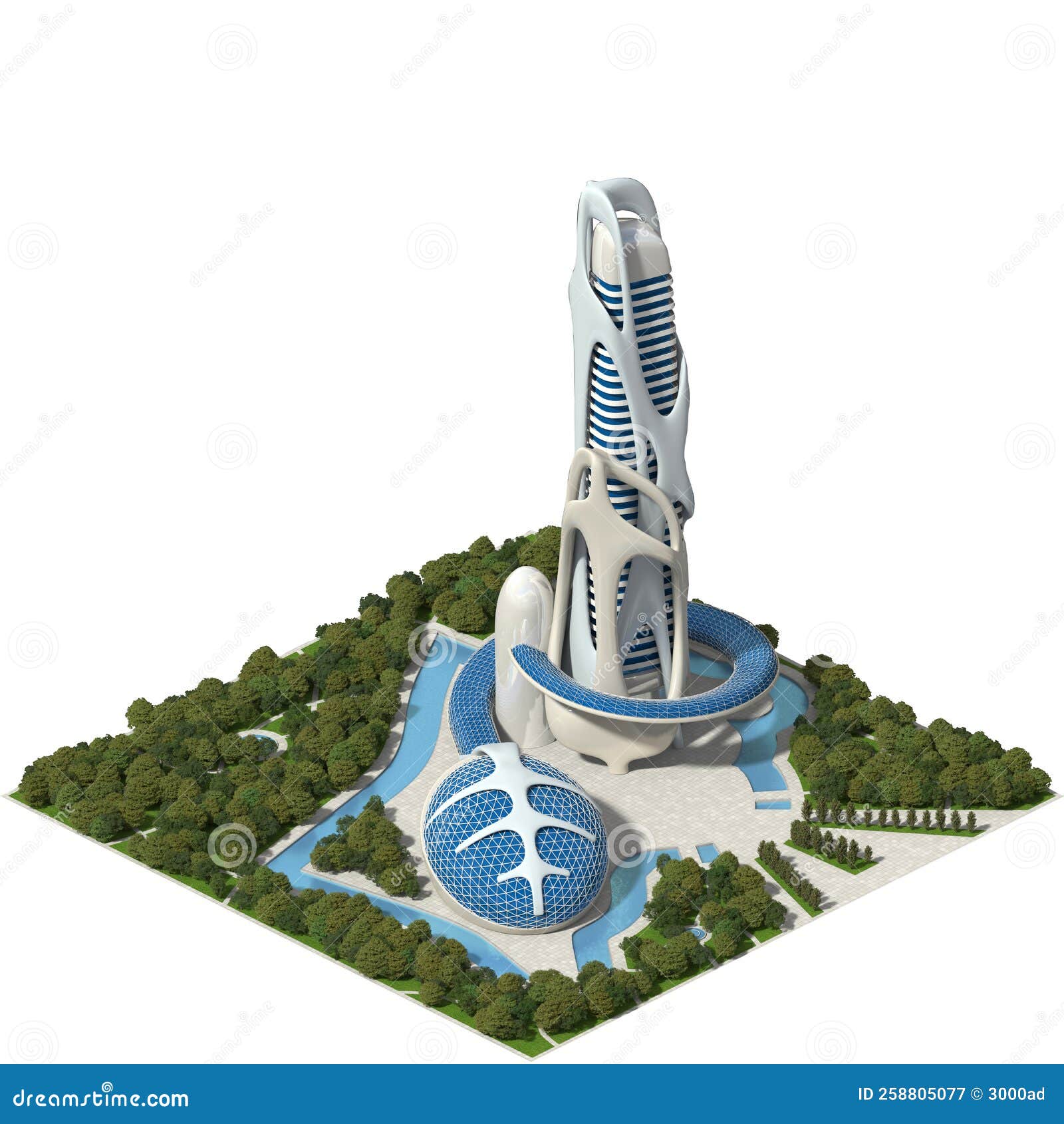 3D Game Architecture of a Futuristic City Stock Illustration ...