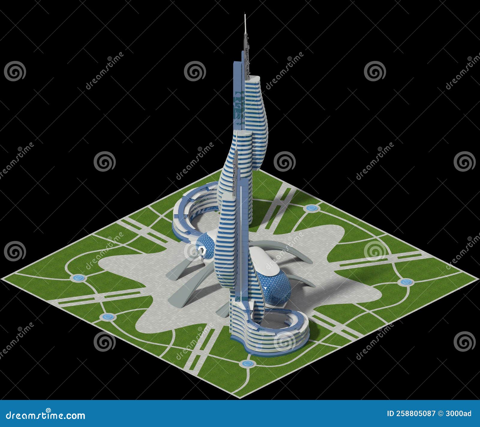 3D Game Architecture for a Futuristic City Stock Illustration ...