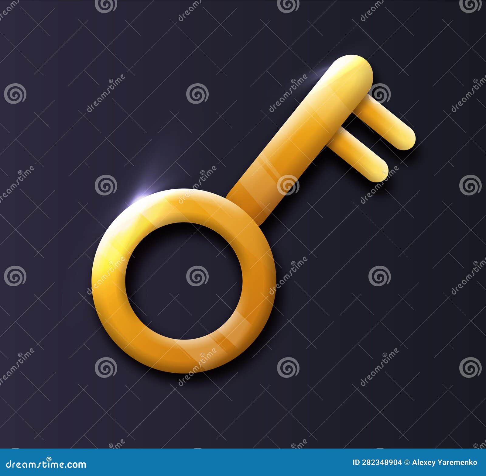 3D game key icon concept stock vector. Illustration of gold - 282348904