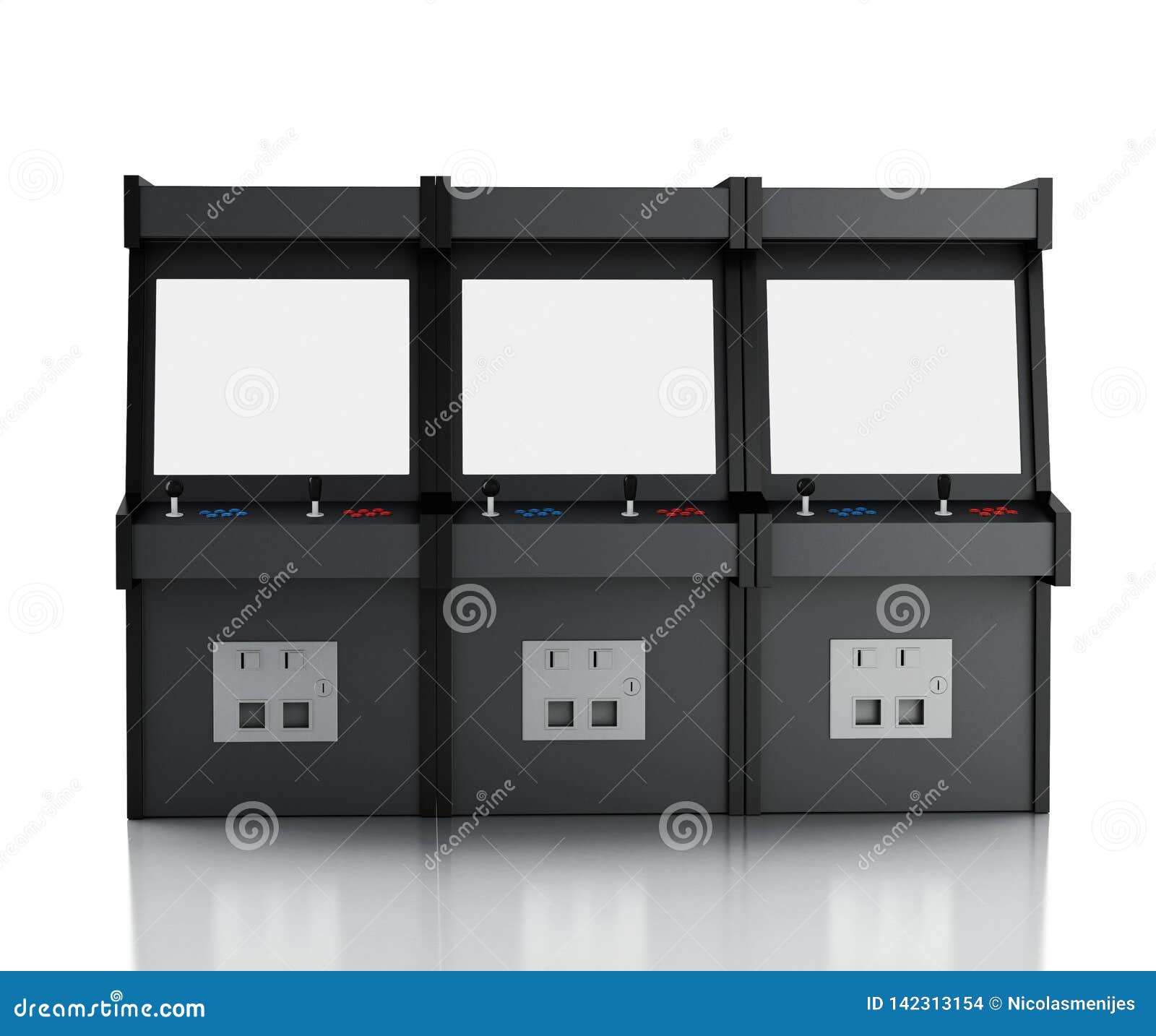 Gaming Arcade Machine With Blank Screen For Your Design. 3d Rend ...