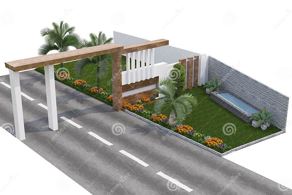 3d Gate Elevation Design for Architecture Stock Illustration ...