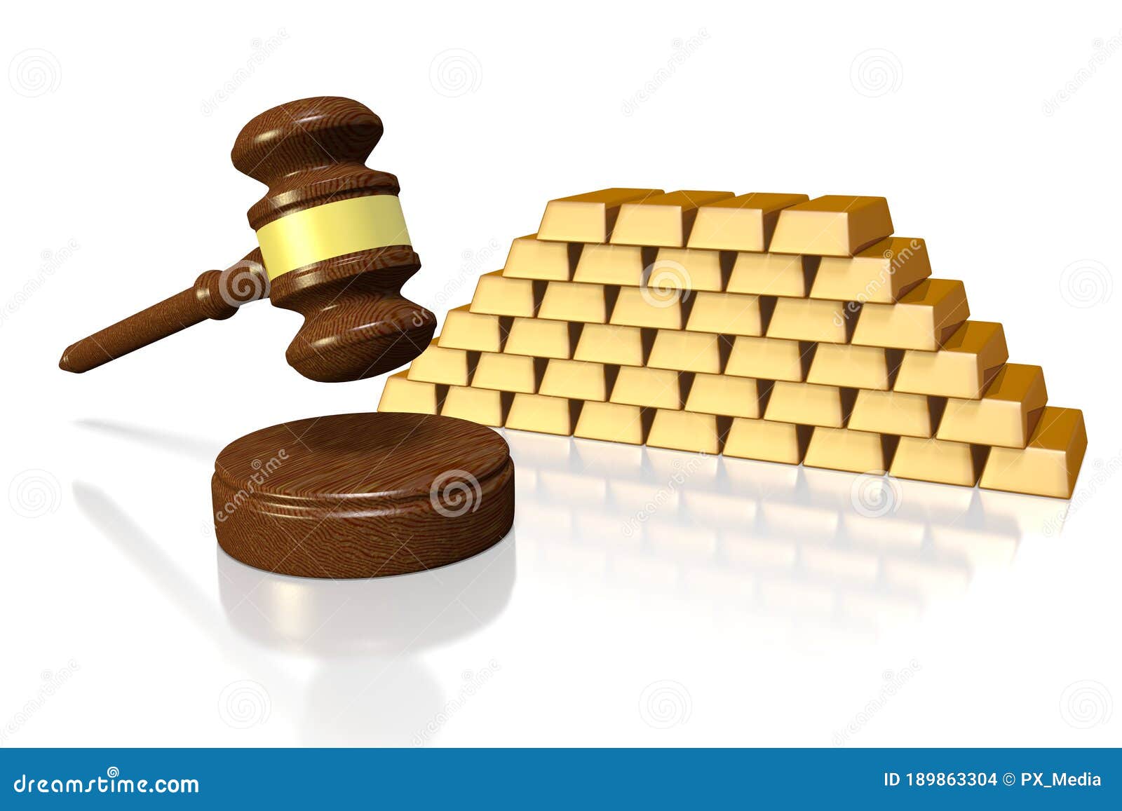 3D Gavel, Gold - Auction Concept Stock Illustration - Illustration of ...