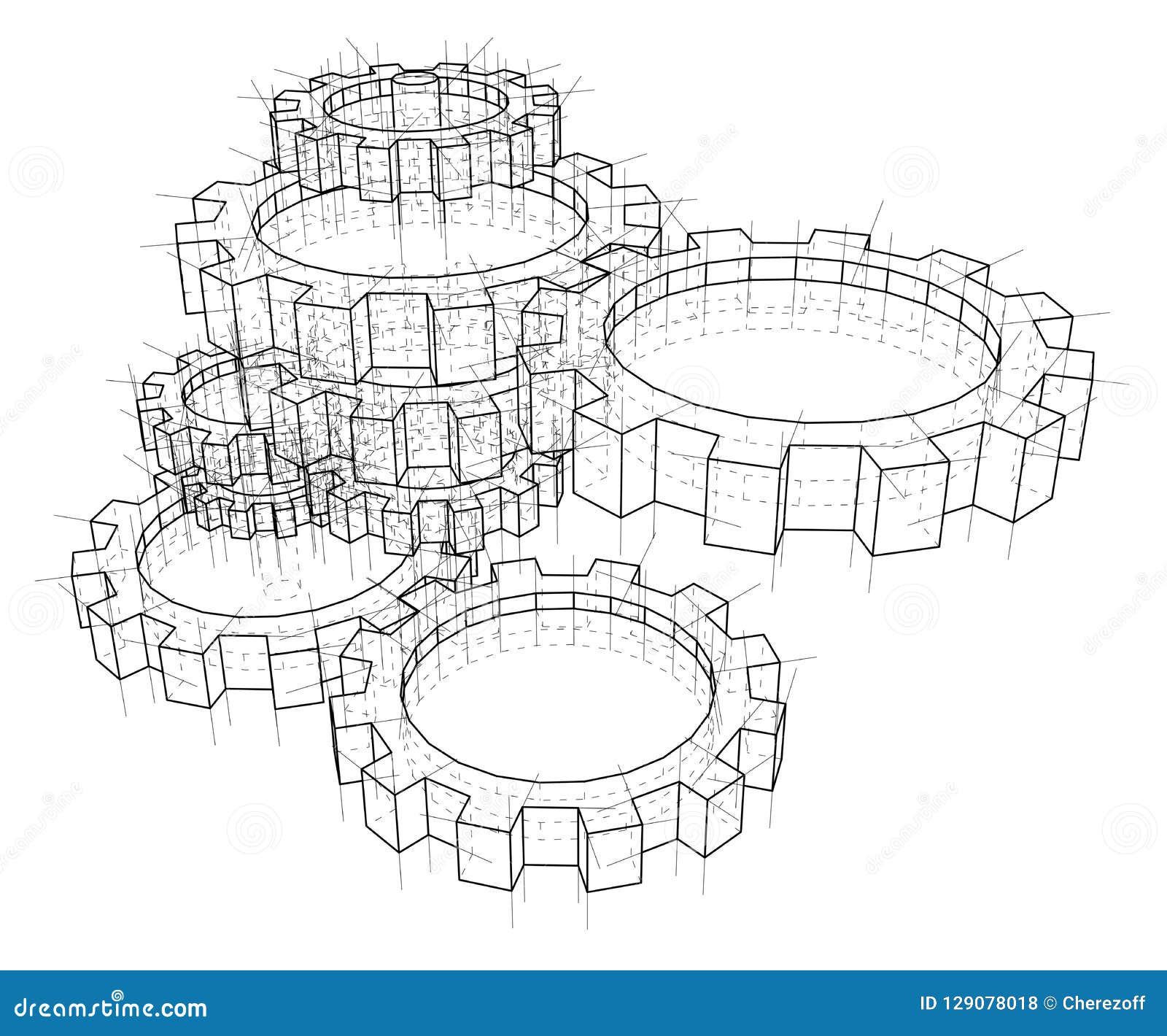 3D gears. Vector stock vector. Illustration of machine - 129078018