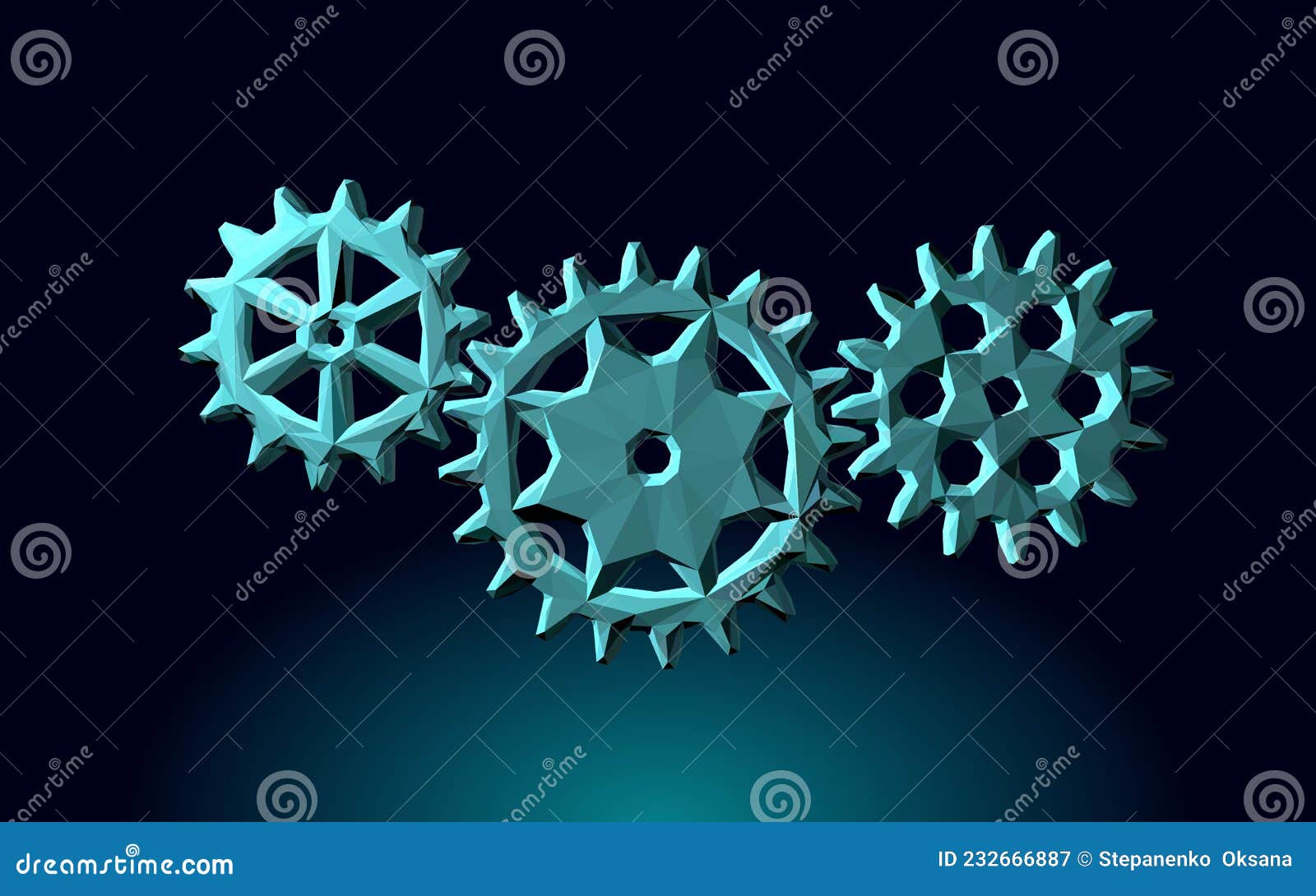 3D Gears Work Progress Concept. Wheel Industry Mechanism Engineering ...