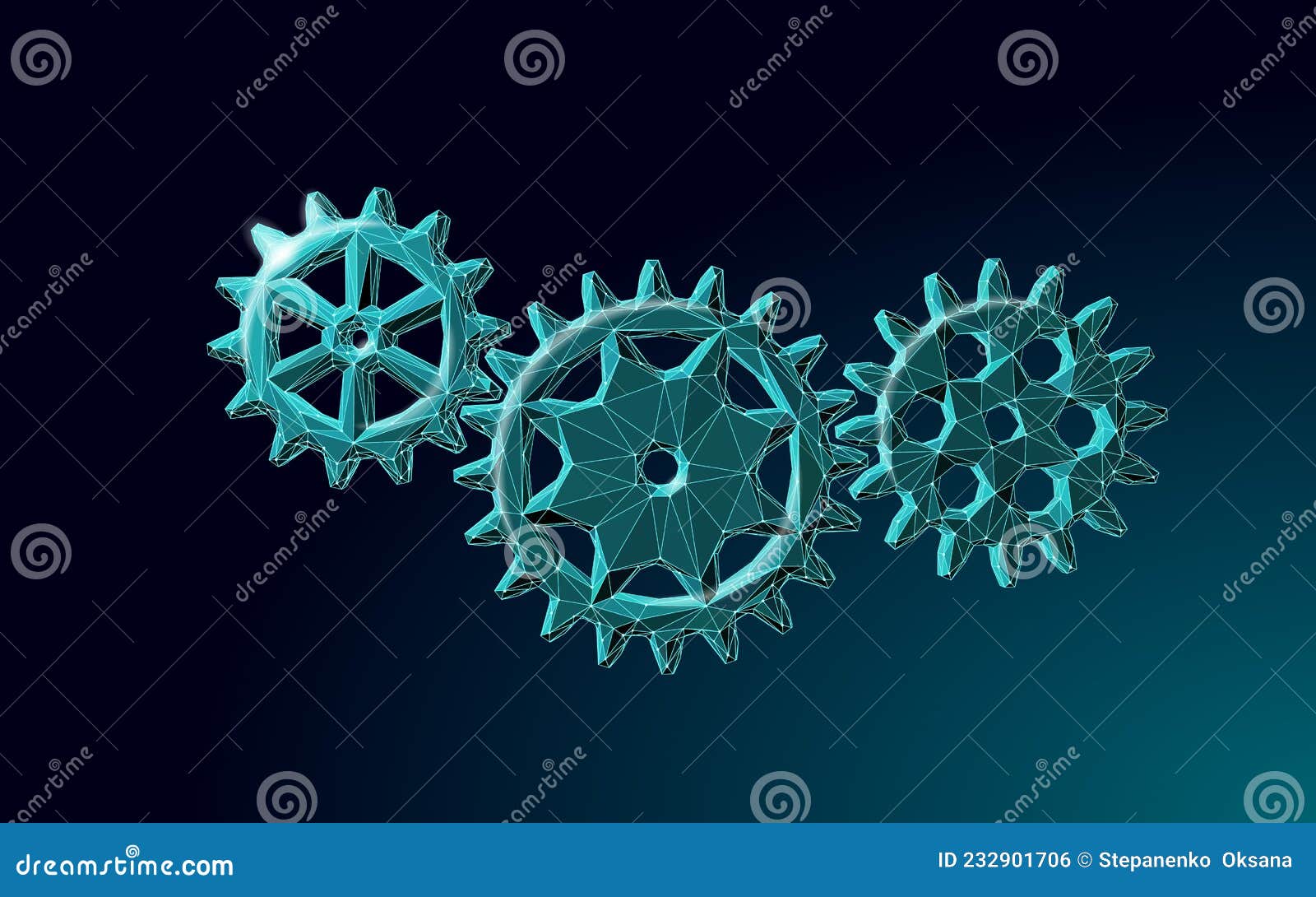 3D Gears Work Progress Concept. Wheel Industry Mechanism Engineering ...