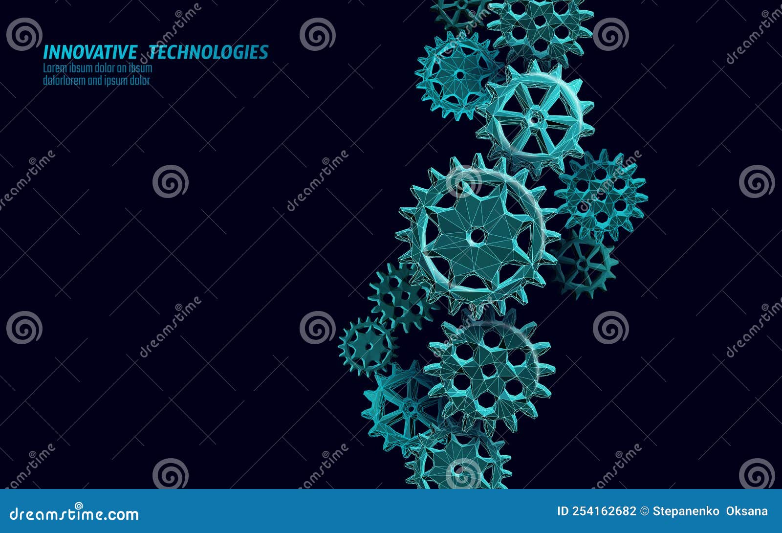 3D Gears Work Progress Concept. Wheel Industry Mechanism Engineering ...